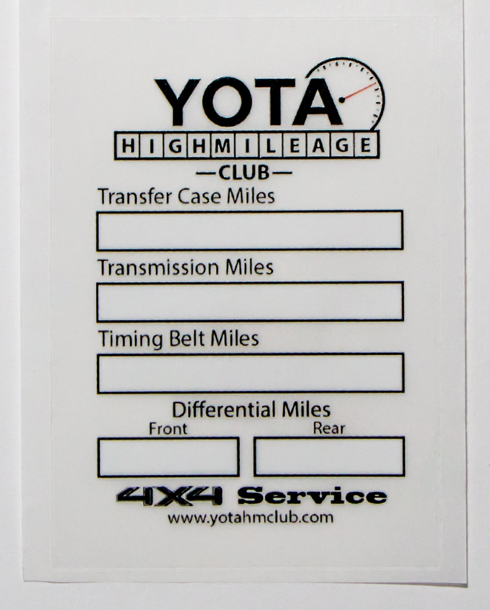 4x4 Service Reminder Sticker – Yota High Mileage Club